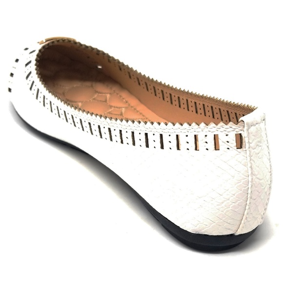 Victoria K | Shoes | Womens Laser Cut Ballet Flats B285 White | Poshmark